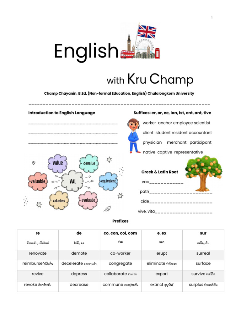 English Learning with Kru Champ | PDF | Eating