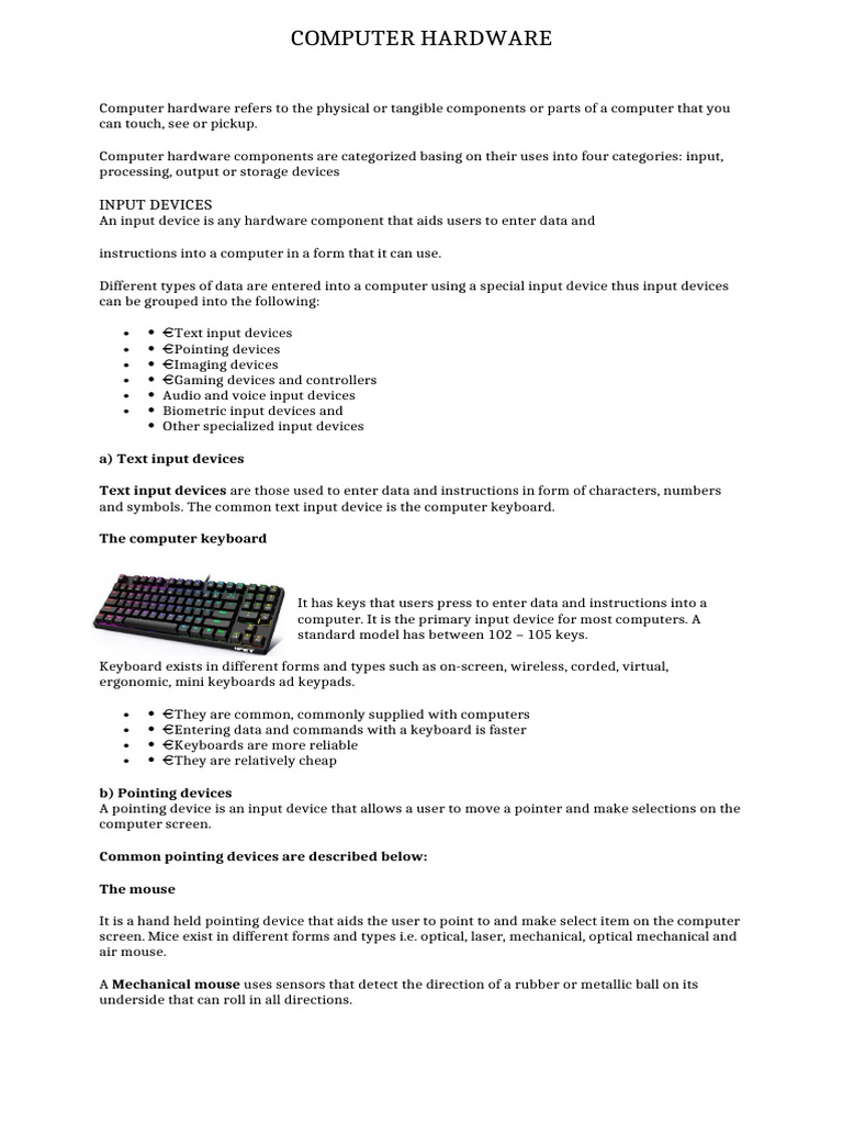 Computer Hardware | PDF | Image Scanner | Computer Keyboard