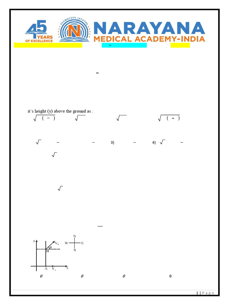 JR Star Neet Cbse Ut-05 Physics Assign QP With Key | PDF | Force | Surface Tension
