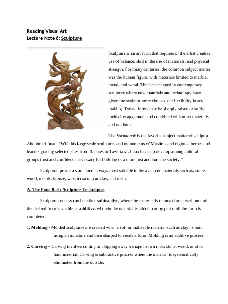 Lecture Note 6 Sculpture | PDF | Sculpture | Casting
