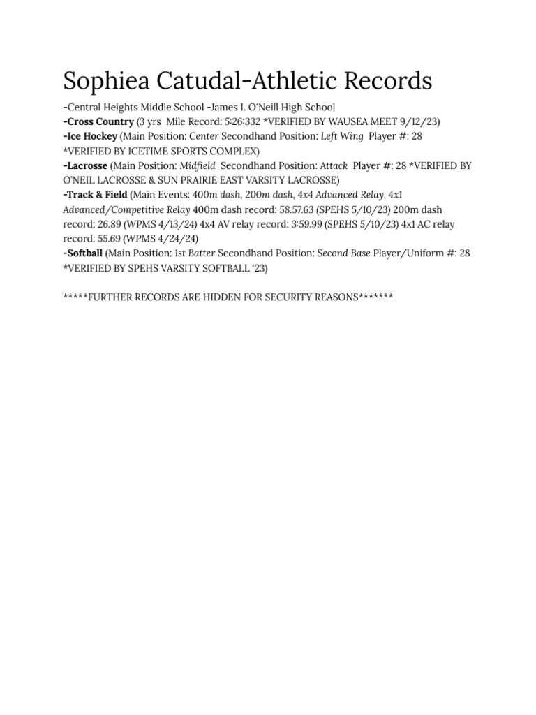 Sophiea Catudal Records | PDF