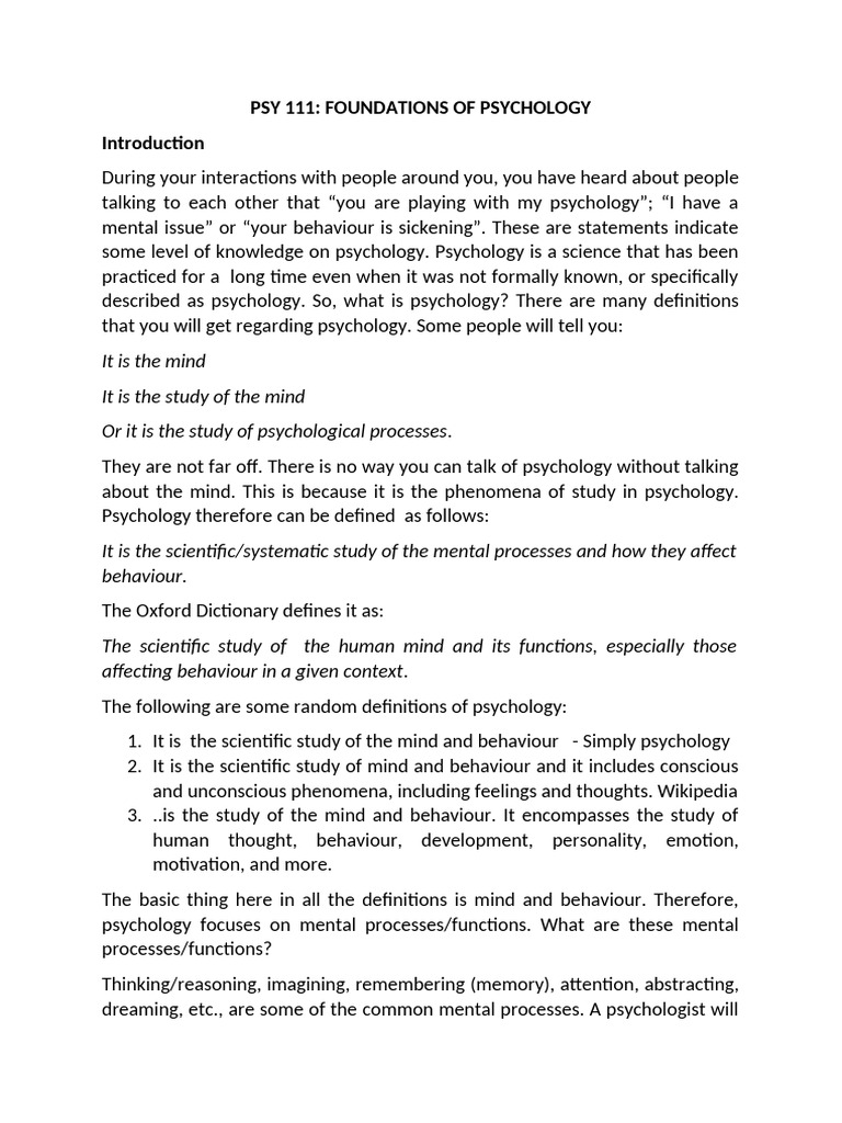 PSY 111 Notes | PDF | Senses | Classical Conditioning