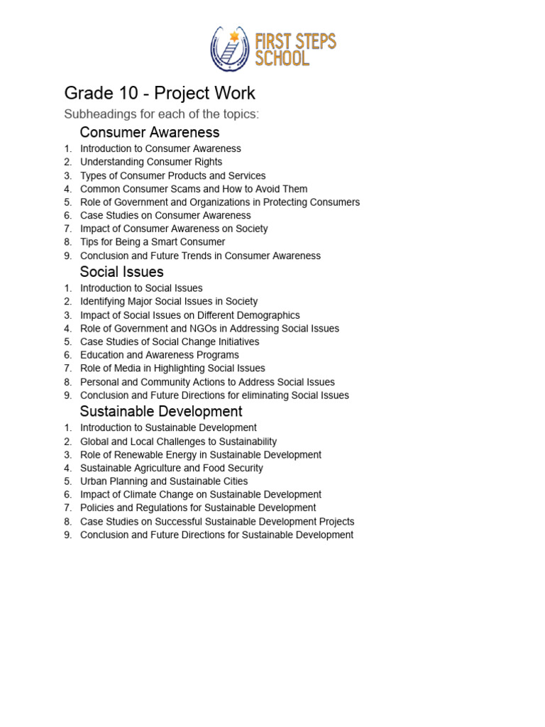 G10 - Project Work | PDF