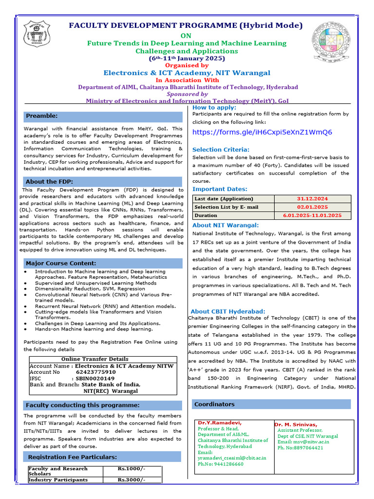 CBIT NITW FDP Hybrid | PDF | Deep Learning | Artificial Neural Network
