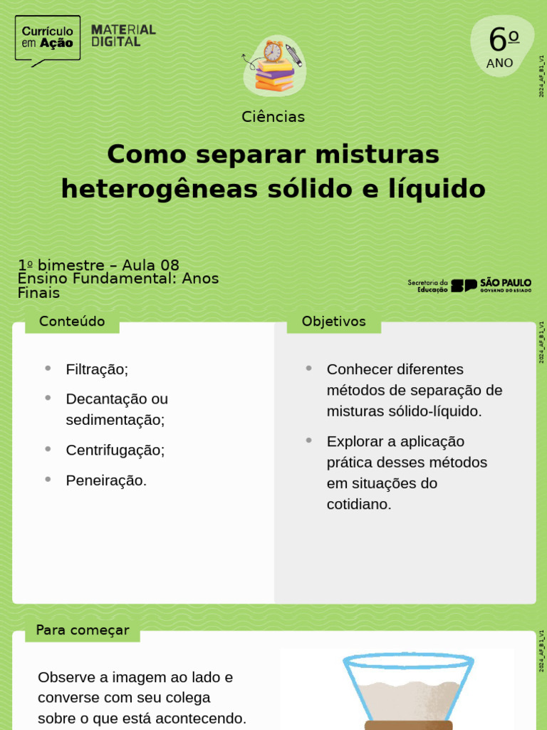 8 - Como Separar Misturas Heterogêneas Solido e Líquido | PDF | Mistura ...