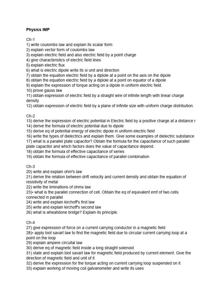 12th Phyiscs IMP 6 (EM) (2024) (VisionPapers - Org) | PDF | Electric Field | Inductance