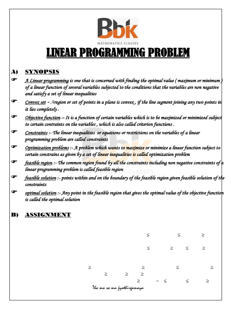 Assignment of LPP | PDF | Mathematical Optimization Assignment of LPP | PDF | Mathematical Optimization