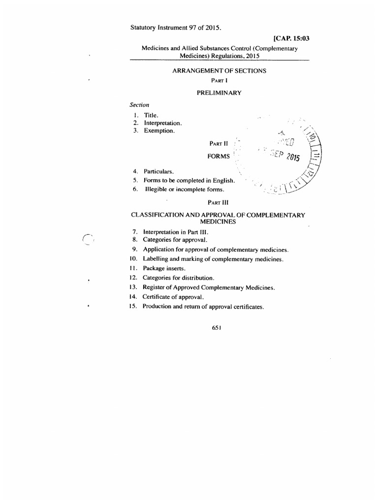 Statutory - Instrument - 97 - of - 2015 (Complementary Medicines ...