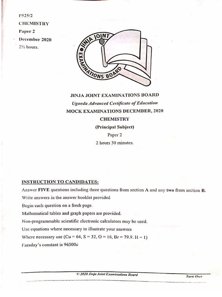 s6 Jjeb Chem p2 2020 | PDF