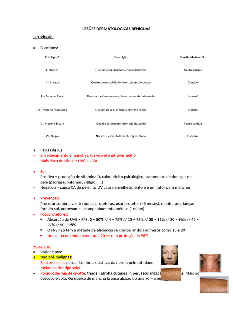 Anotações Aula 9 - Lesões Dermatológicas Benignas | PDF | Melanoma ...