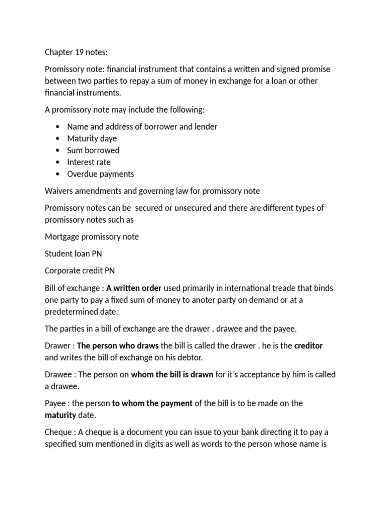 Understanding Promissory Notes and Bills | PDF