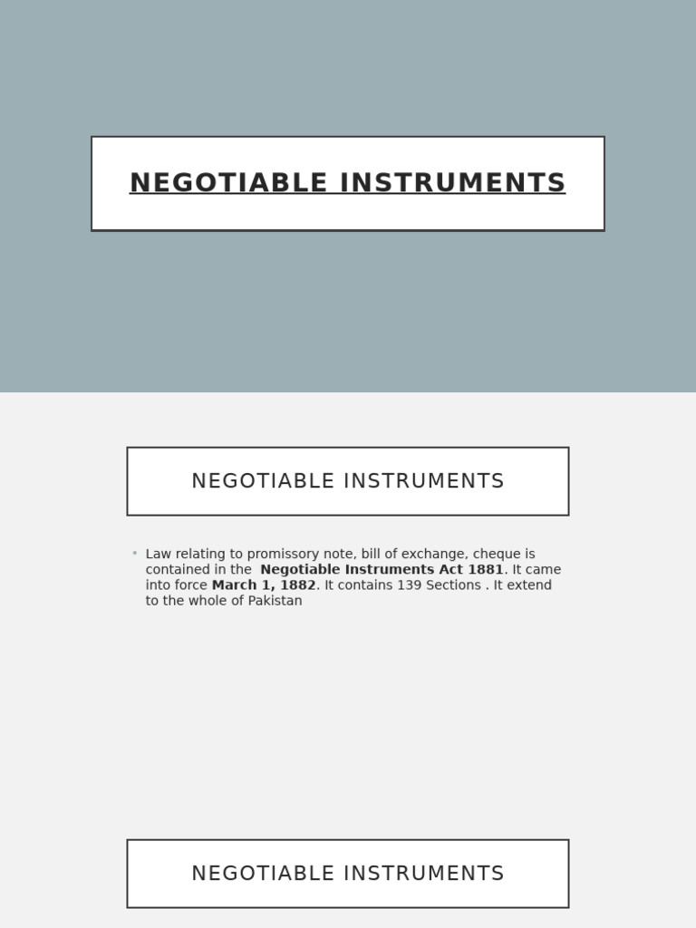 Negotiable Instruments | PDF | Negotiable Instrument | Cheque