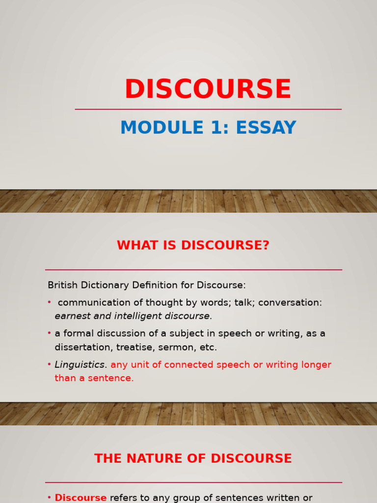 DISCOURSE | PDF | Discourse | Essays