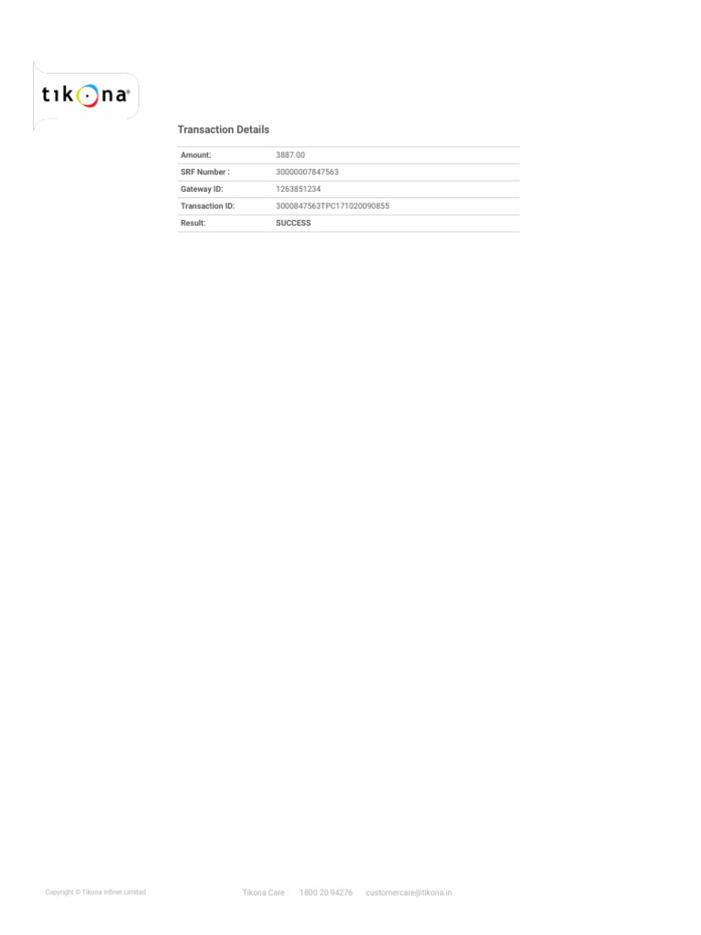 Tikona Transaction Details | PDF