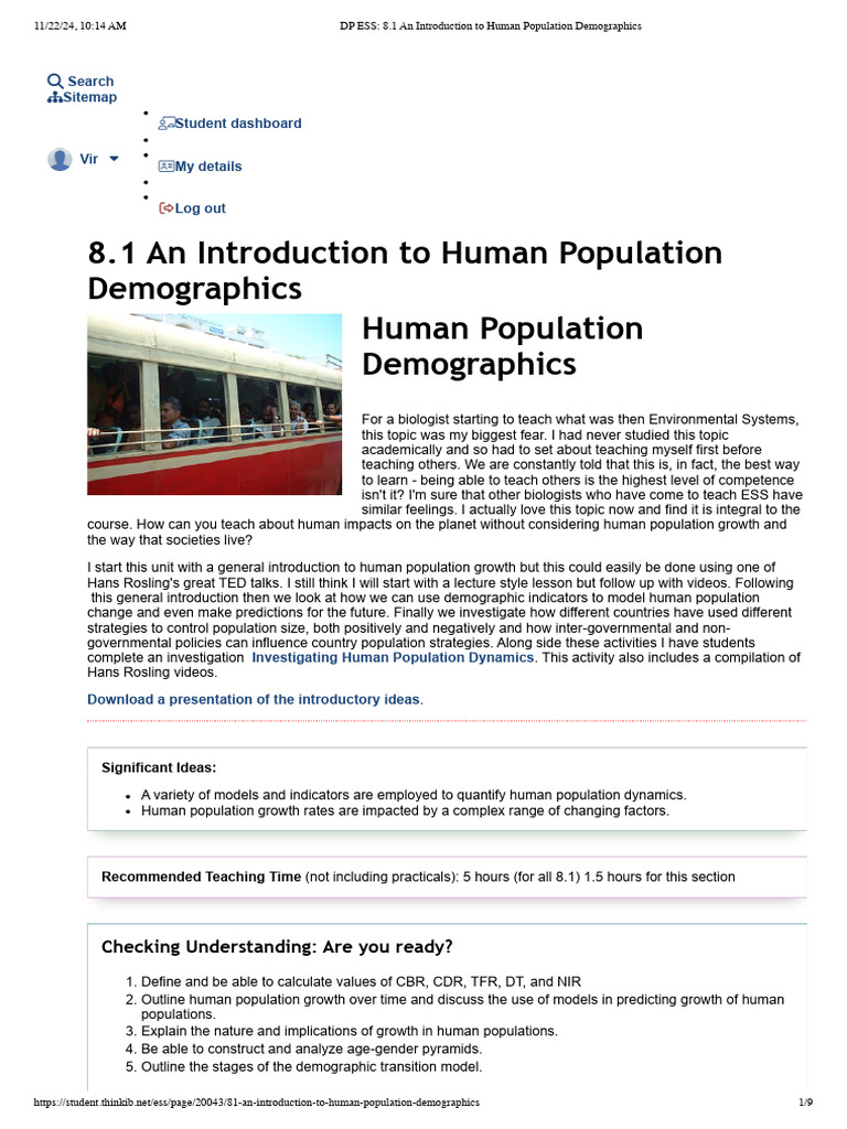 DP ESS - 8.1 An Introduction To Human Population Demographics | PDF ...