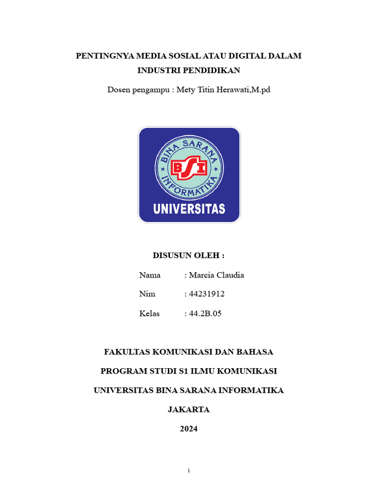Tugas Individu Uts Teori.k (Marcia C) 44.2b.05 | PDF
