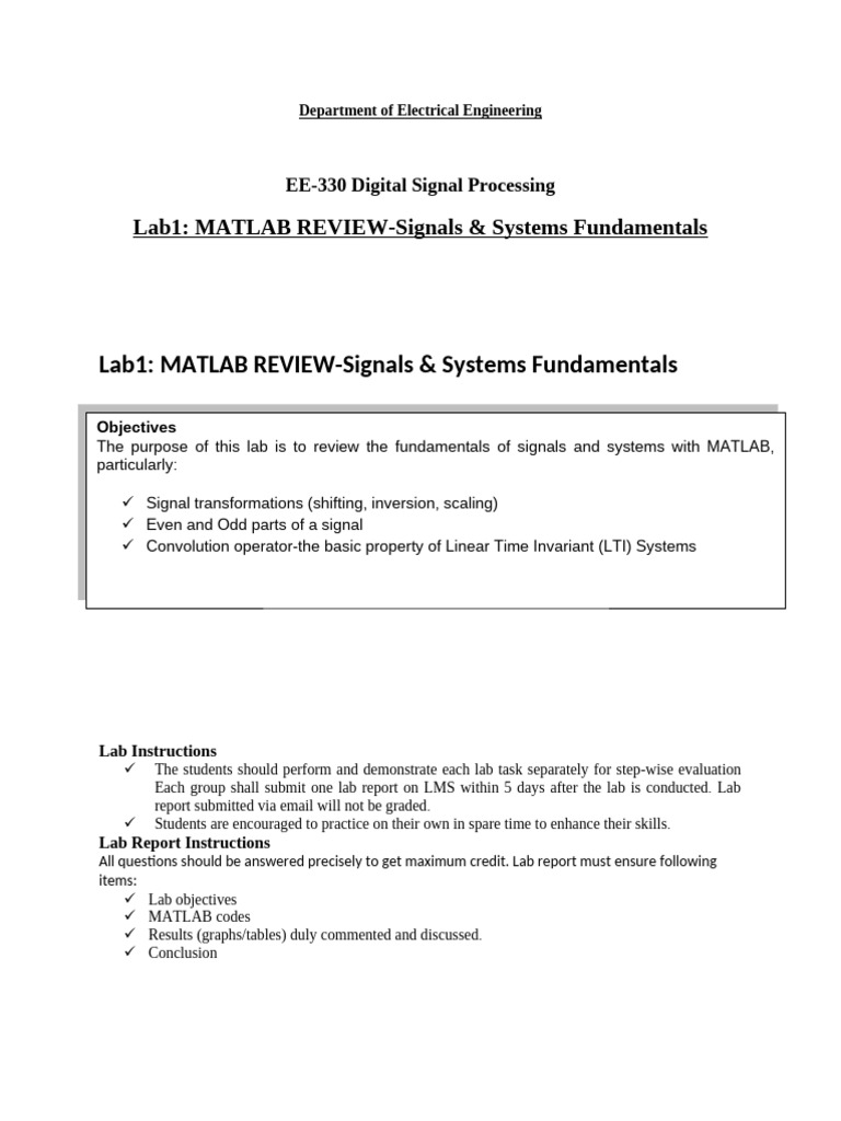 DSP Lab 1 | PDF | Matrix (Mathematics) | Functions And Mappings
