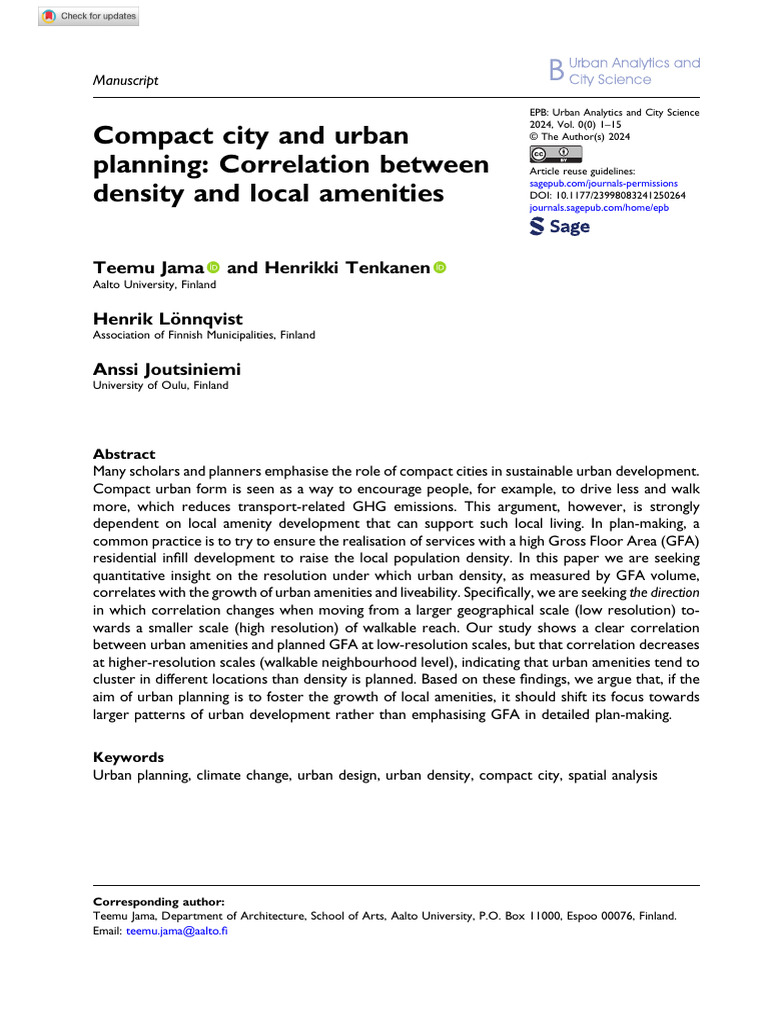 Jama Et Al 2024 Compact City and Urban Planning Correlation Between ...
