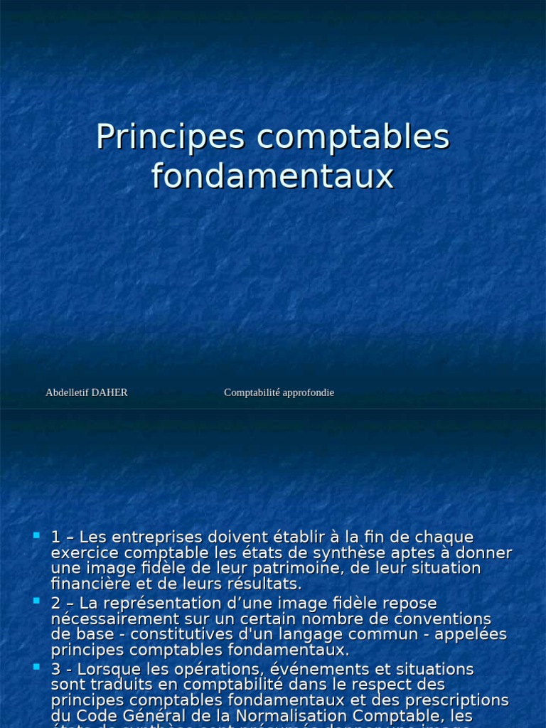 Principes Comptables Fondamentaux | PDF | Comptabilité