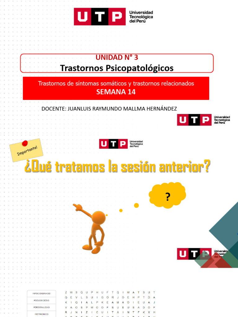 S14 - Trastornos de Síntomas Somáticos y Trastornos Relacionados | PDF | Ansiedad | Trastorno mental