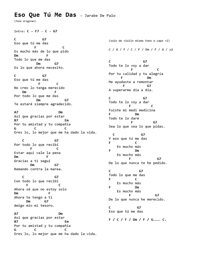 Eso Que Tú Me Das - Jarabe de Palo en DO | PDF