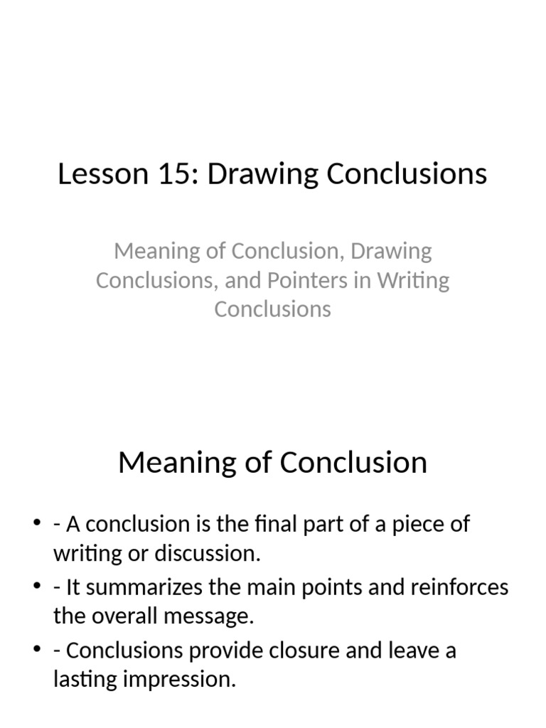 Lesson 15 Drawing Conclusions | PDF