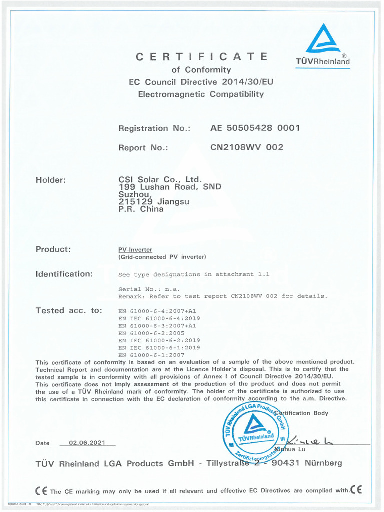 Csi-Ct - (50-60) K-T400gl03-E - Iec 61000-6-1 (2 3 4) | PDF