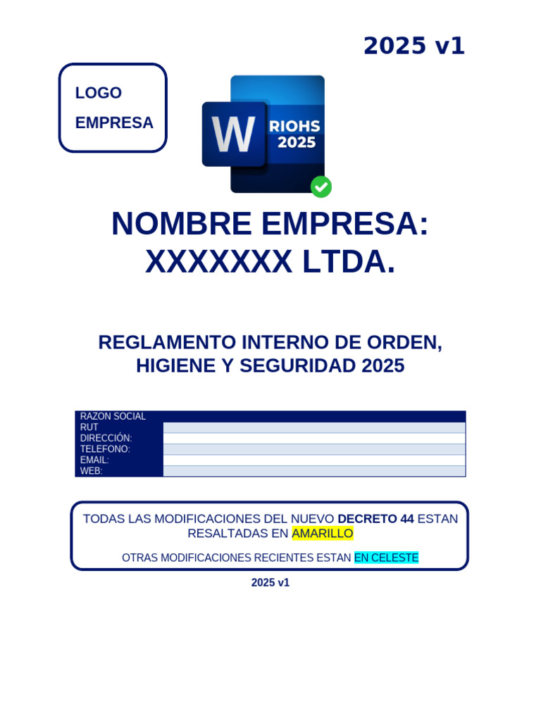 NUEVO RIOHS 2025 (Mod-Decreto 44) V1 by Www-Megaprevencion-Cl | PDF | Derecho laboral | Riesgo