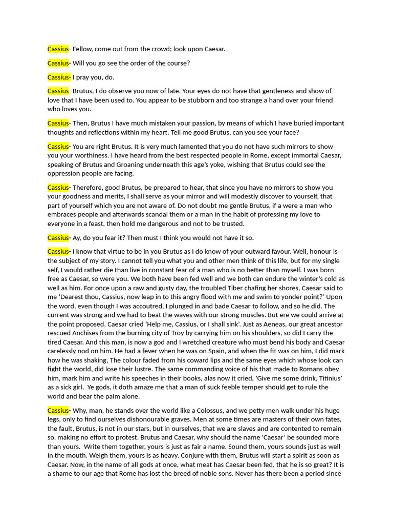 Cassius Lines - Script Julius Caesar | PDF | Julius Caesar