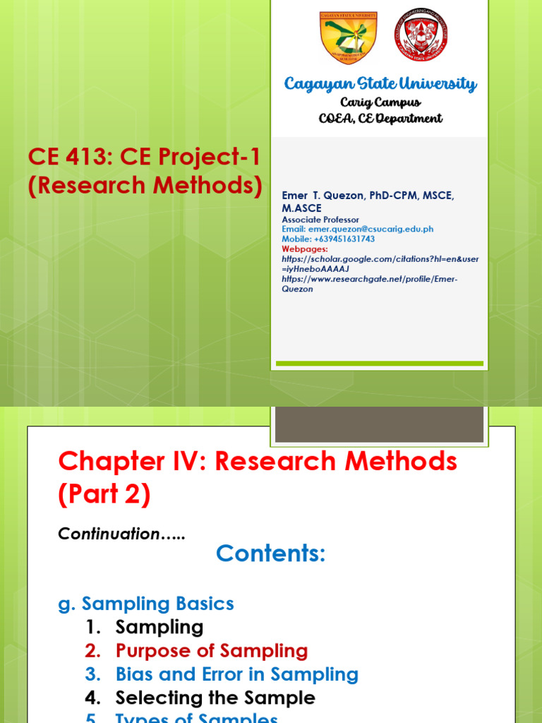 Chapter IV - Research Methods (Part 2) - G. Sampling Basics | PDF ...