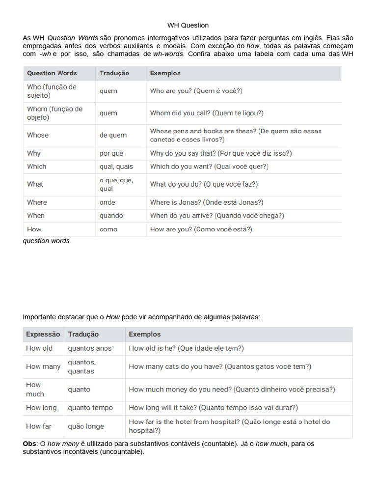 WH Questions | PDF