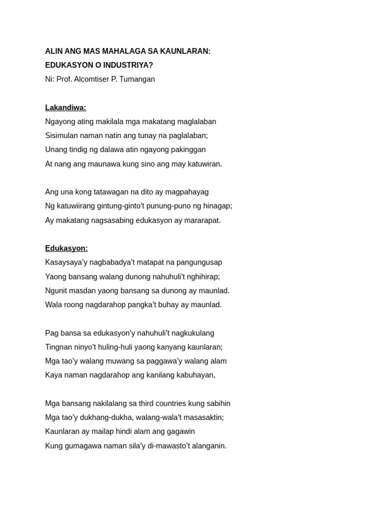 Balagtasan Script | PDF