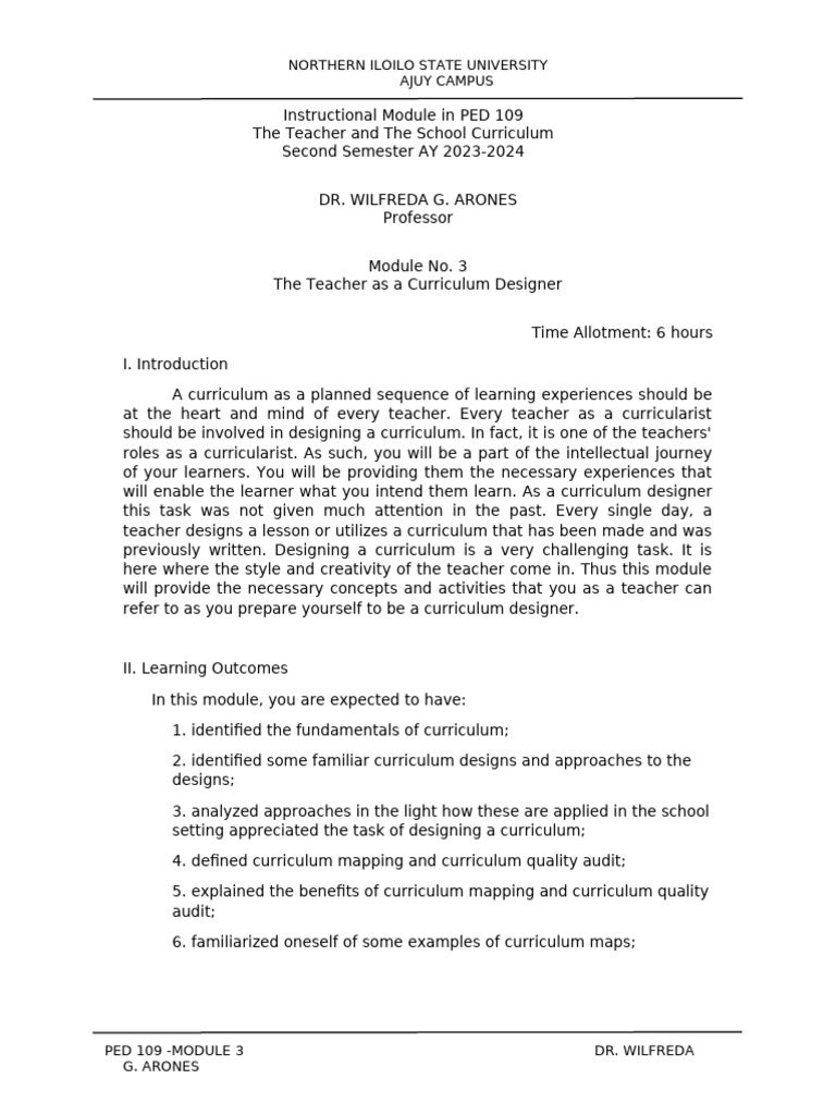 Ped 109 Module 3 | PDF | Educational Assessment | Curriculum