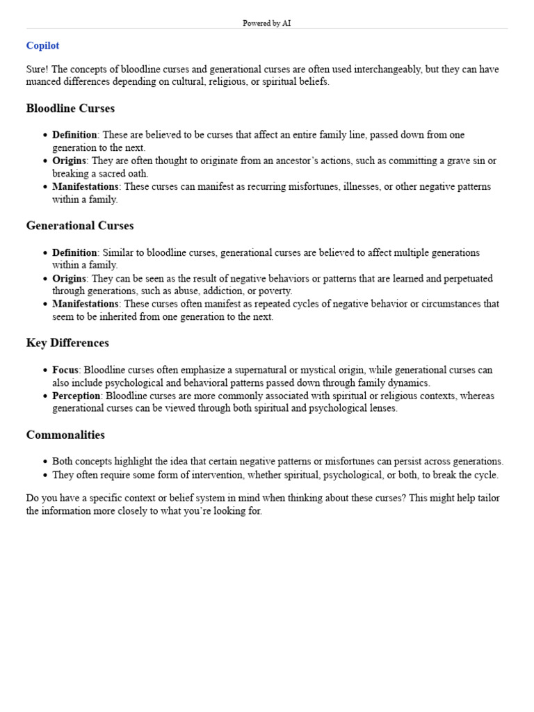 Understanding Bloodline and Generational Curses | PDF