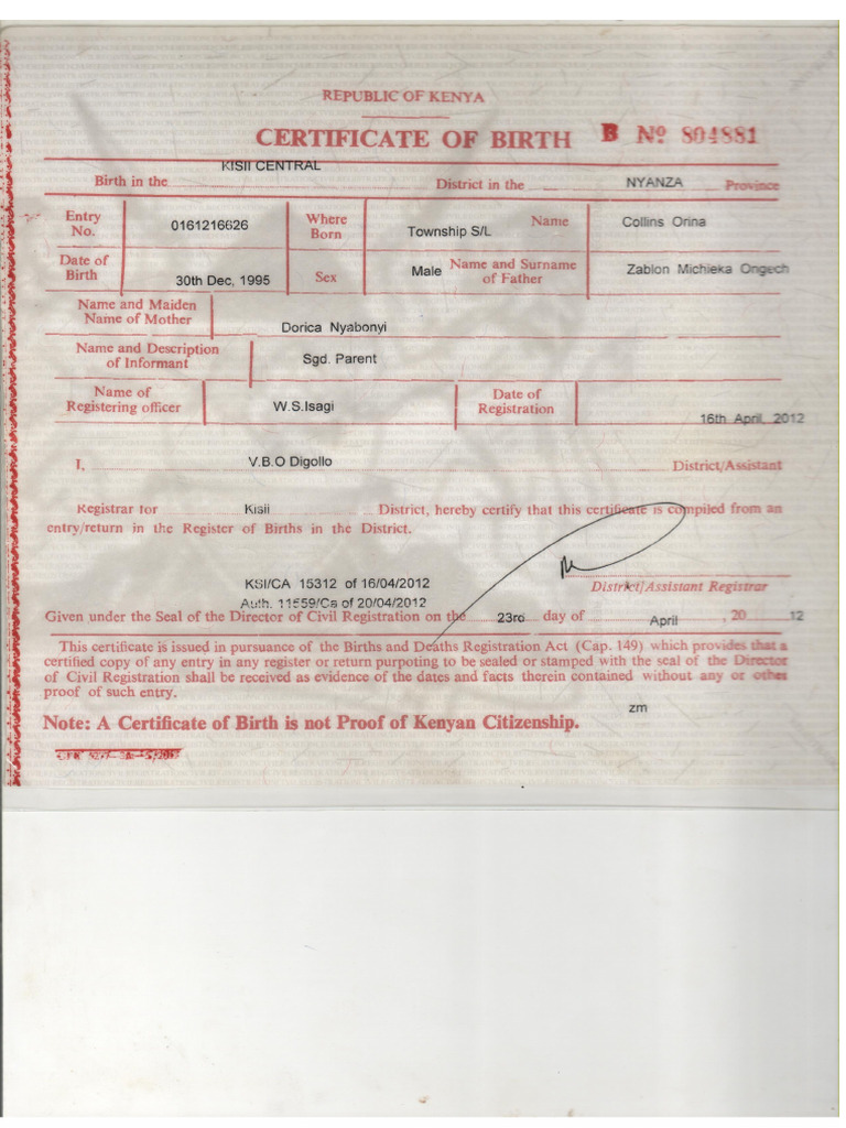 Birth Cert | PDF