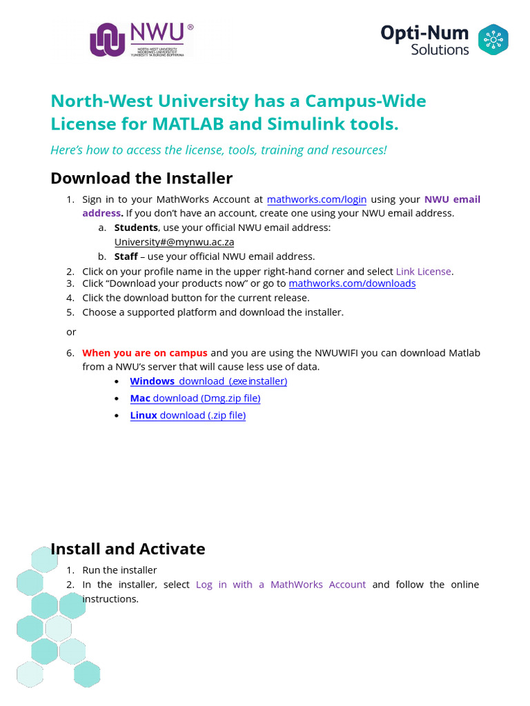 MATLAB Installation Poster NWU 2023 | PDF