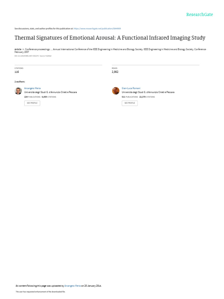 Thermal Signatures of Emotional Arousal - A Functional Infrared Imaging ...