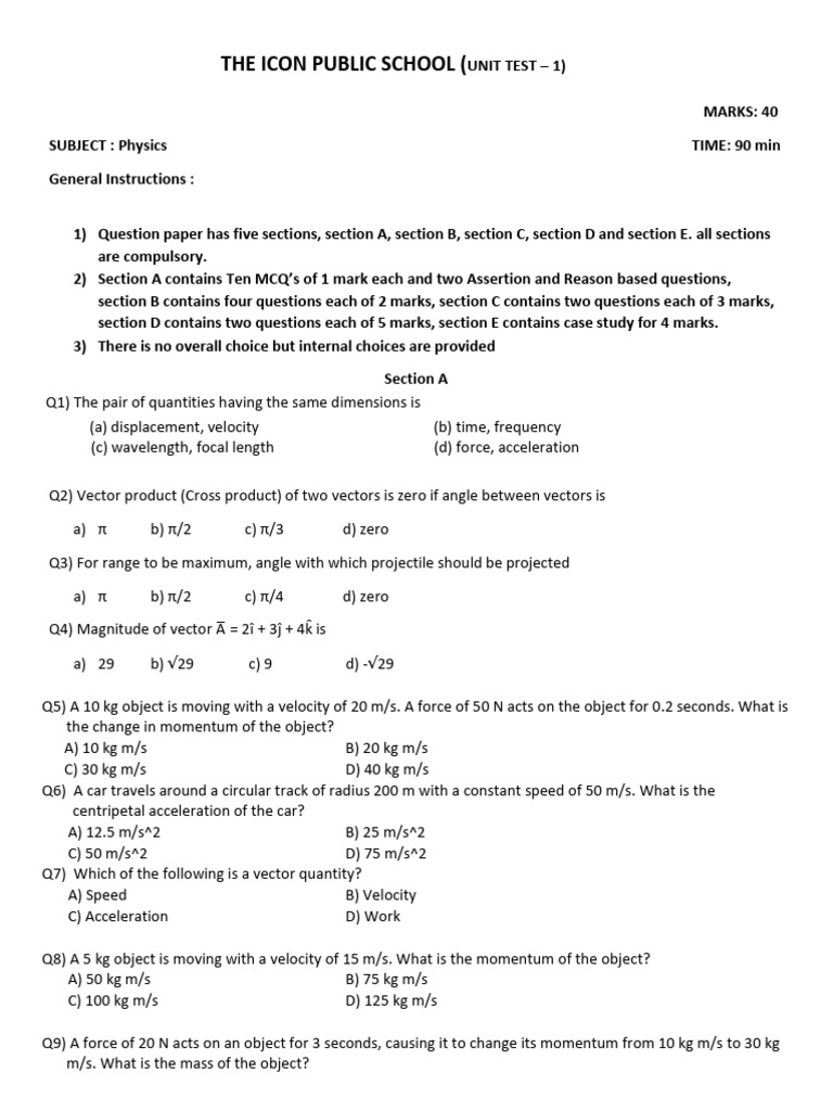 11_PHY_UT1 | PDF | Acceleration | Force
