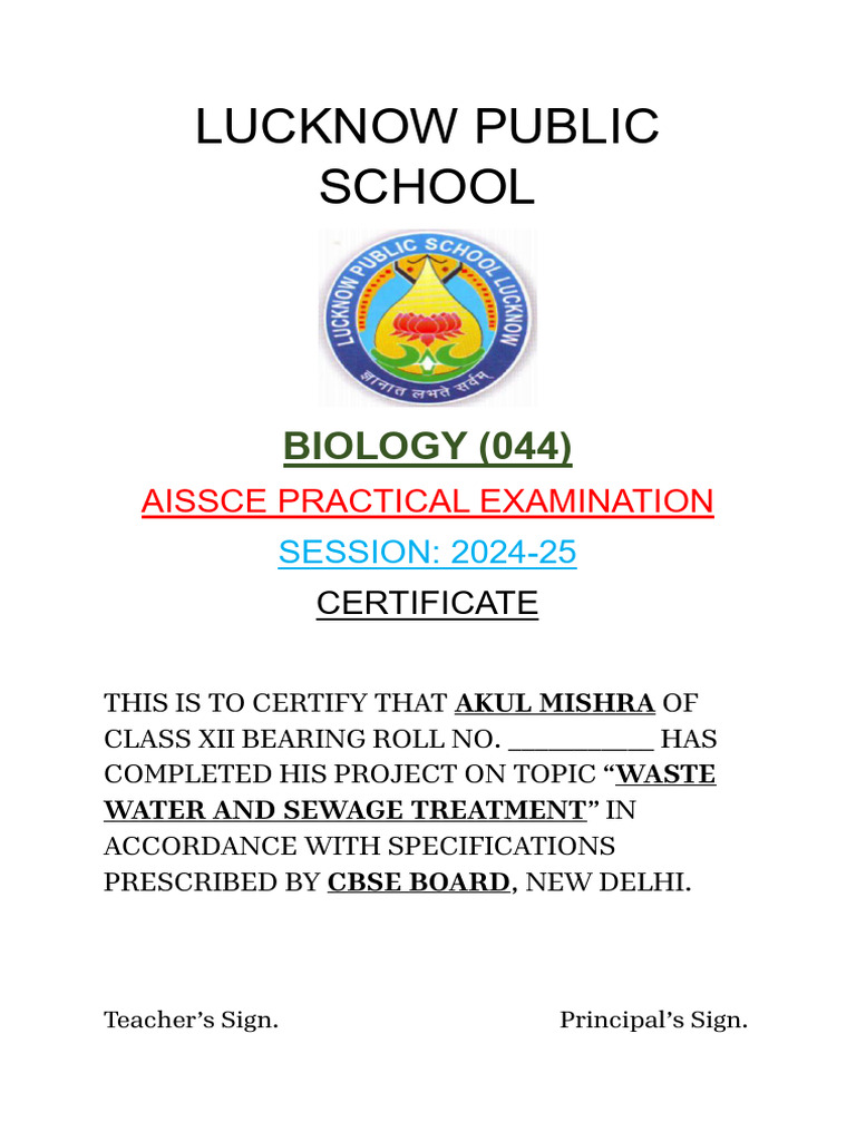 LPS BIOLOGY CERTIFICATE New One | PDF