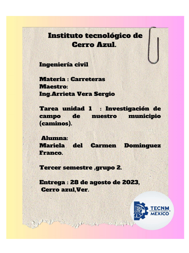Tarea 1.1 Carreteras (Municipio) | PDF | México