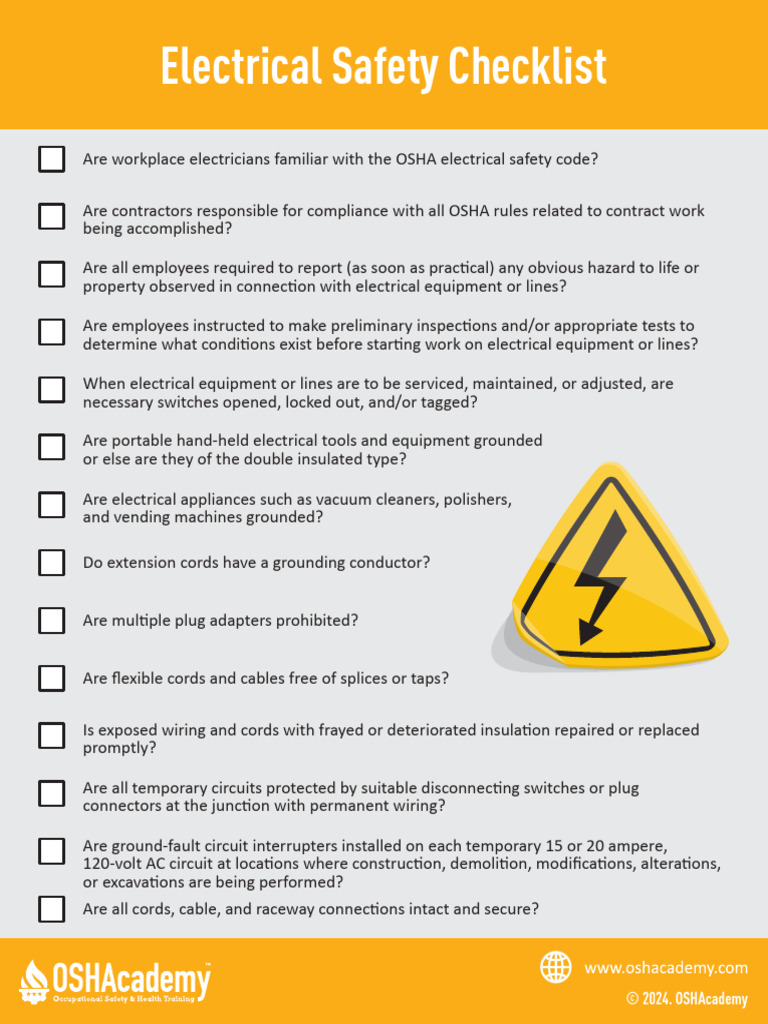 Electrical Safety Checklist | PDF | Electrical Connector | Electrical ...