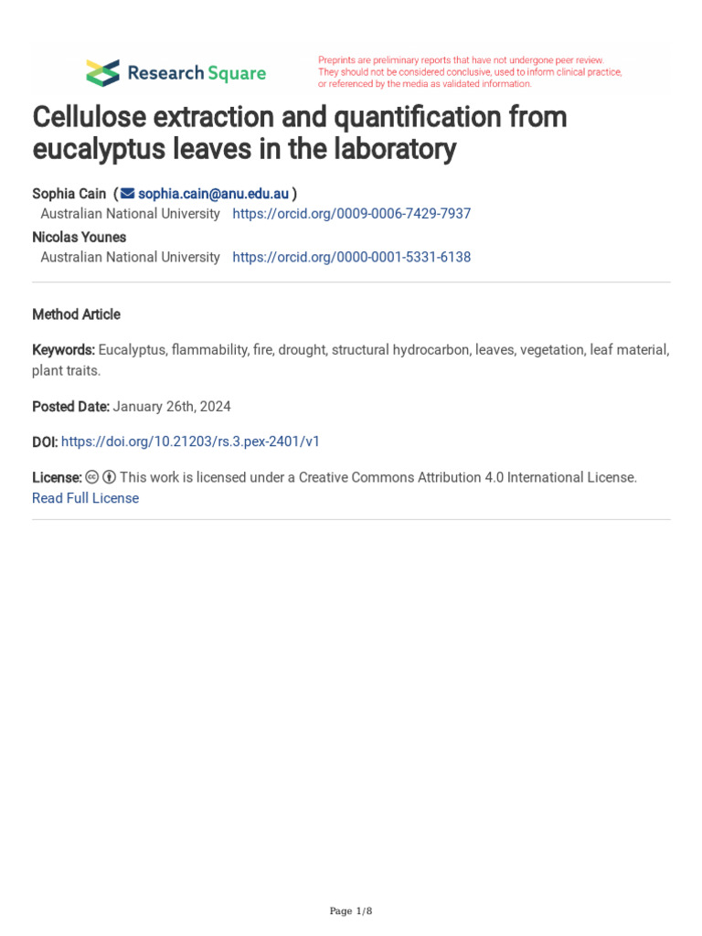 Cellulose Extraction and Quanti Cation From Eucalyptus Leaves in The ...