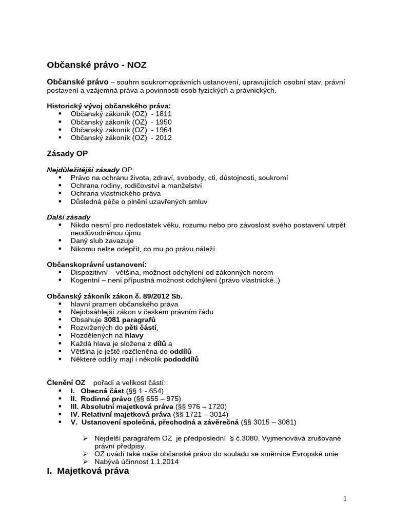 Obcanske Pravo - NOZ | PDF