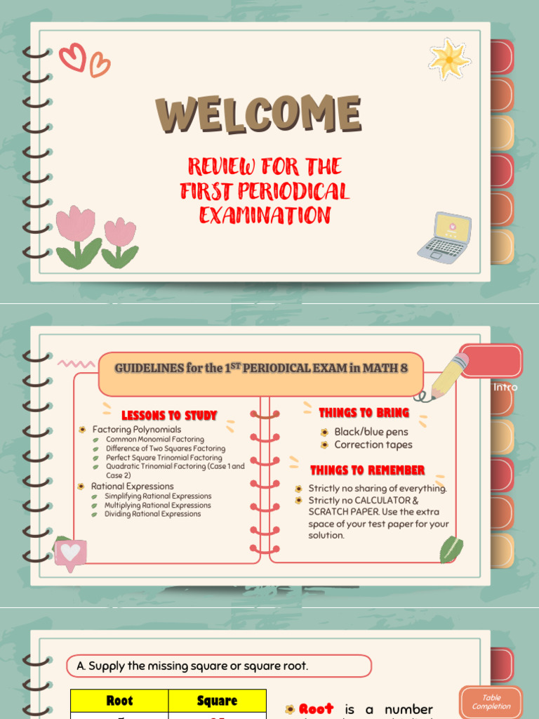 Q1 Math 8 Reviewer | PDF | Factorization | Multiplication