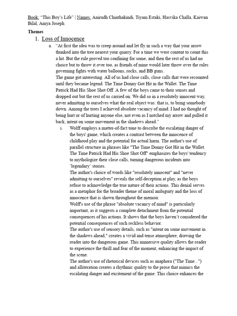This Boy's Life - P4, Anirudh, Amya, Hasi, Tiyam, Kai | PDF | Psychology