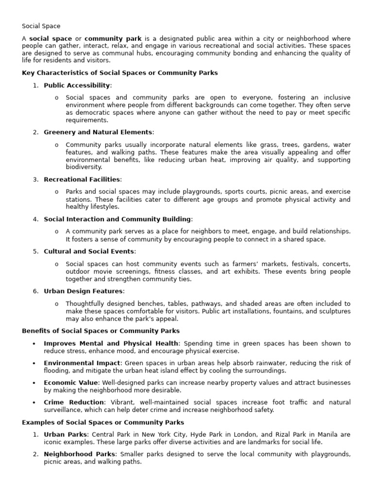 Social Space Meaning | PDF | Parks | Mixed Use Development