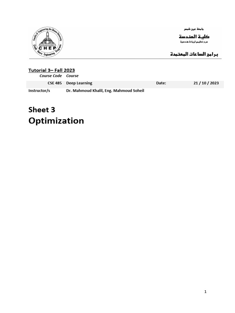 CSE485 Sheet3 Optimization | PDF | Mathematical Optimization | Algorithms
