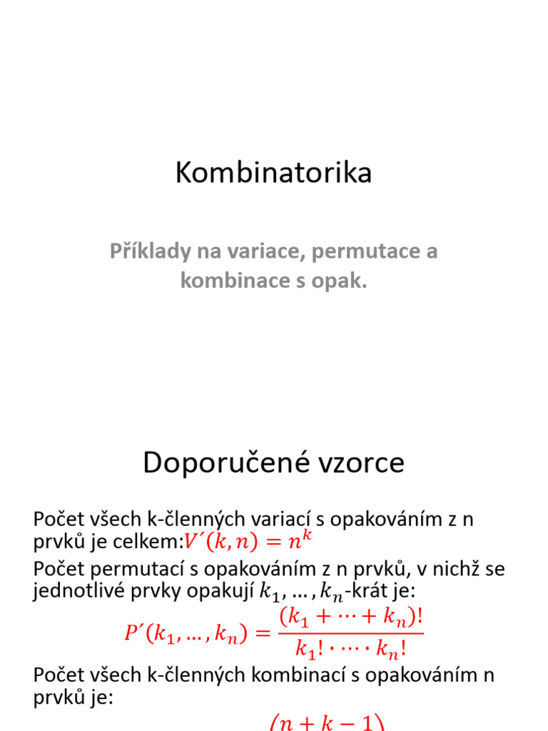 12 Priklady Na Variace Permutace A Kombinace S Opak | PDF