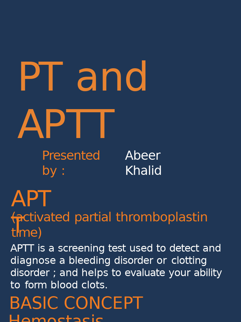 Aptt And Pt Pdf Coagulation Hematology