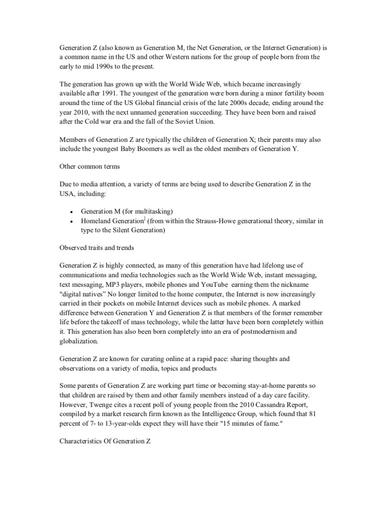 Generation Z | PDF | Internet | Millennials